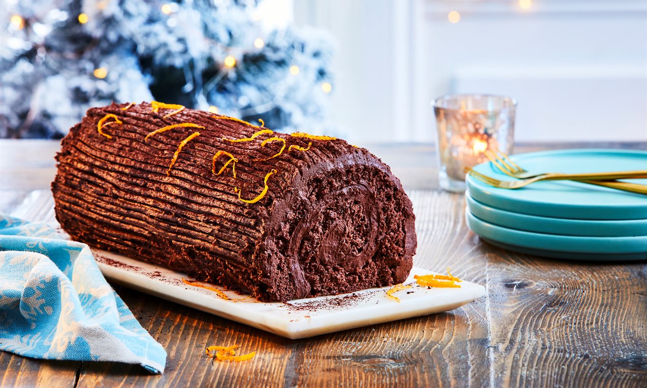 Vegan Chocolate Orange Yule Log Recipe | Dr. Oetker